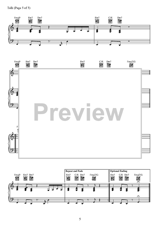 Talk" Sheet Music by Khalid for Piano/Vocal/Chords - Sheet Music Now