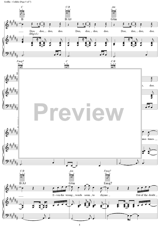 Collide" Sheet Music by Howie Day for Piano/Vocal/Chords - Sheet Music Now