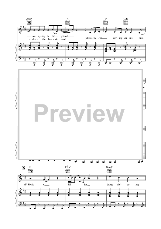 Freaky Friday" Sheet Music by Aqua for Piano/Vocal/Chords - Sheet Music Now