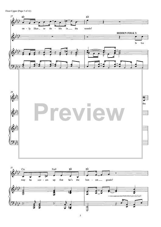 Fixer Upper - from Frozen: The Broadway Musical" Sheet Music for Piano ...