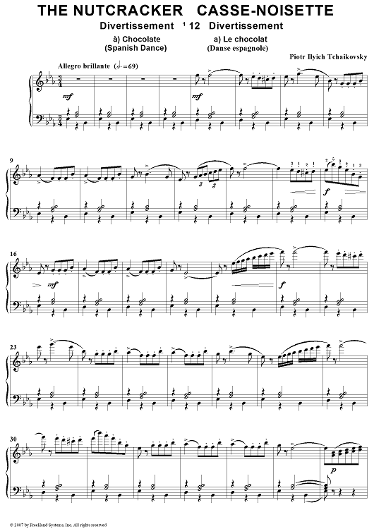 The Nutcracker. Scene No. 12A. Divertissement. Chocolate (Spanish Danc ...