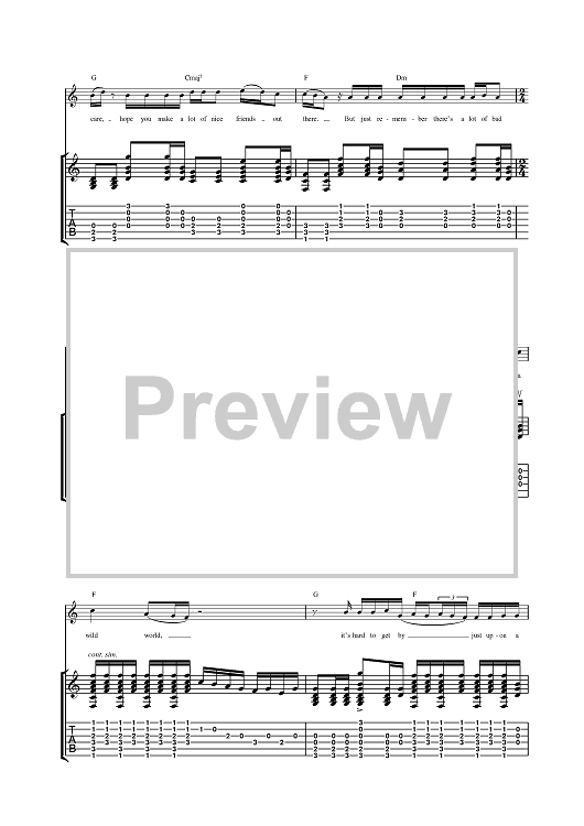 Wild World" Sheet Music by Cat Stevens for Guitar Tab - Sheet Music Now