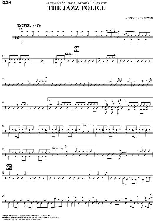 The Jazz Police - Drums" Sheet Music by Gordon Goodwin's Big Phat Band for Jazz Ensemble - Sheet ...