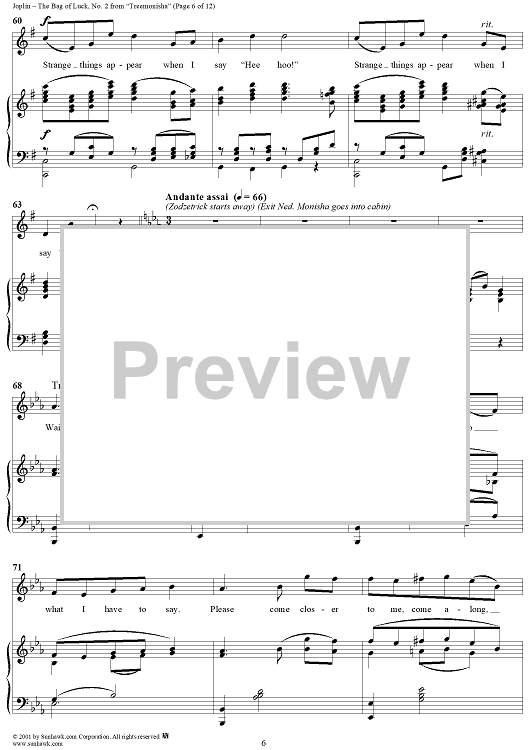 Treemonisha, No. 2: The Bag of Luck" Sheet Music for Piano/Vocal ...