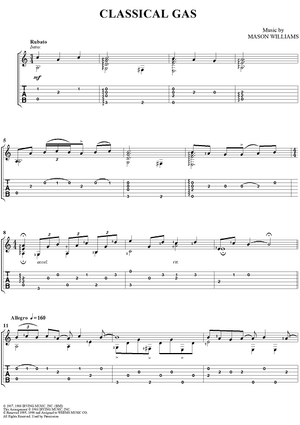 Classical Gas" Sheet Music by Mason Williams for Guitar Tab - Sheet ...