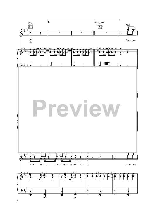 Bamboleo" Sheet Music by Gipsy Kings for Piano/Vocal/Chords - Sheet ...