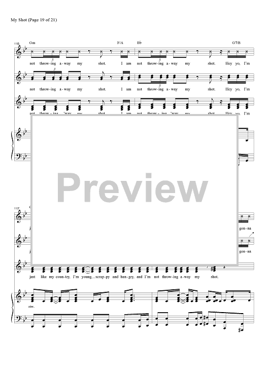 My Shot" Sheet Music for Piano/Vocal/Chords - Sheet Music Now