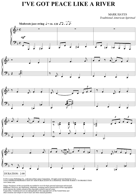 I’ve Got Peace Like a River" Sheet Music for Piano Solo - Sheet Music Now