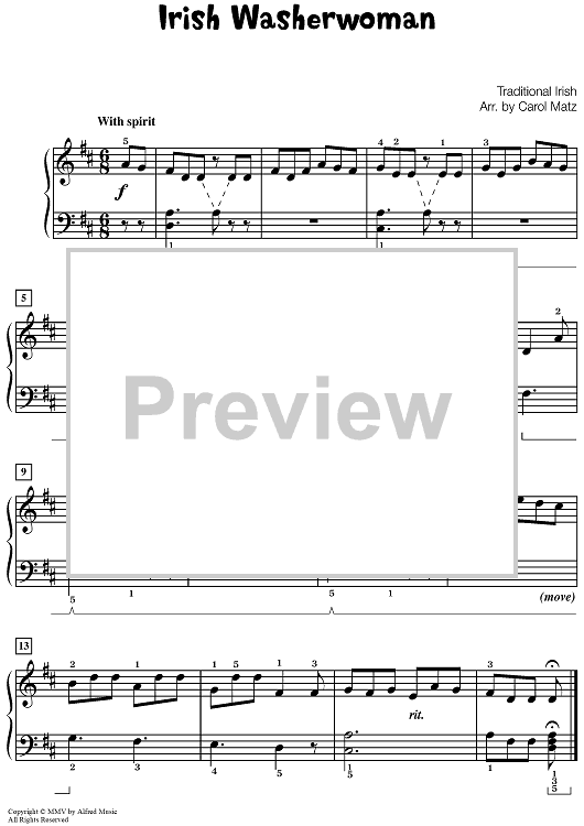 Irish Washerwoman" Sheet Music for Piano - Sheet Music Now