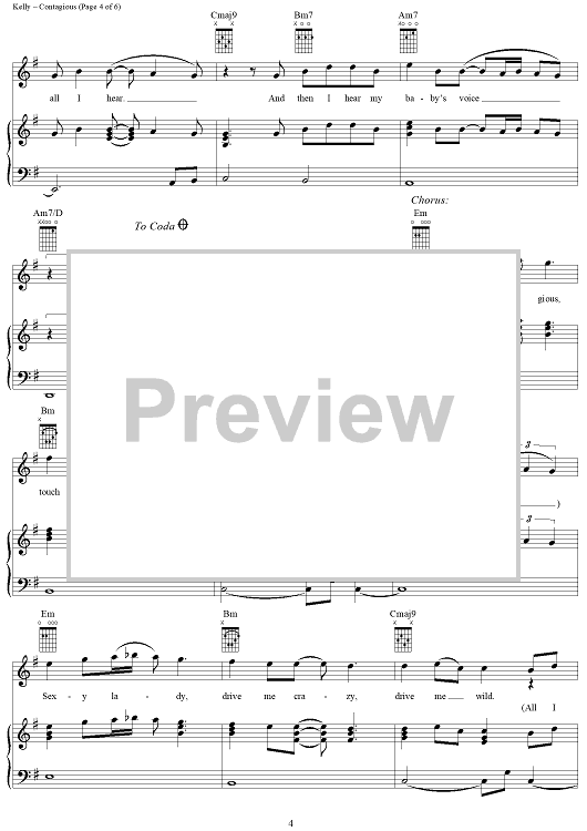 Contagious" Sheet Music by The Isley Brothers for Piano/Vocal/Chords ...