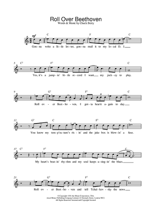 Roll Over Beethoven" Sheet Music by The Beatles; Jerry Lee Lewis for ...