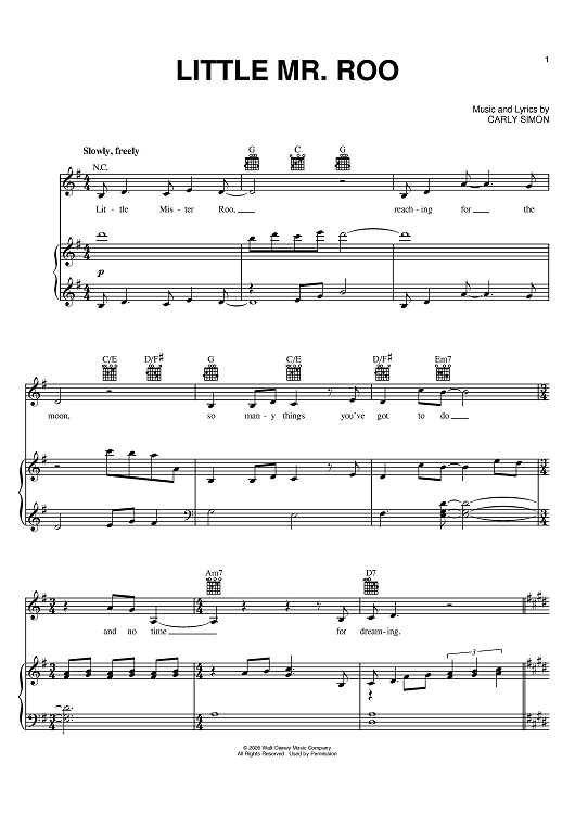 Little Mr. Roo" Sheet Music for Piano/Vocal/Chords - Sheet Music Now