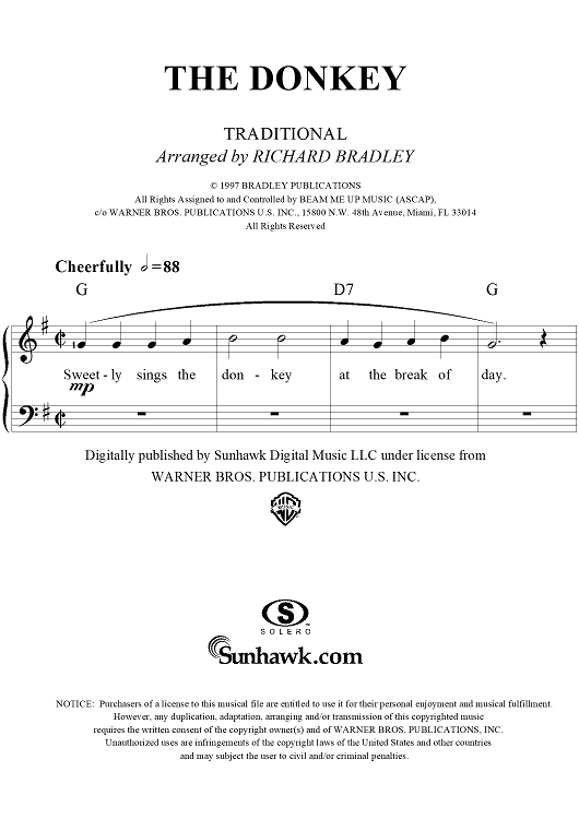 The Donkey" Sheet Music for Easy Piano/Vocal - Sheet Music Now