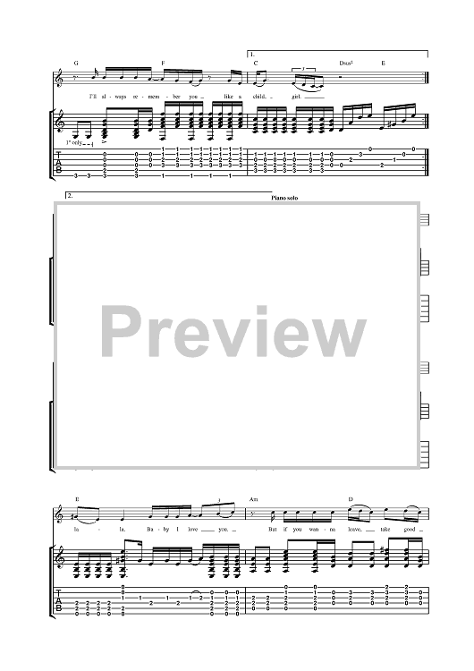 Wild World" Sheet Music by Cat Stevens for Guitar Tab - Sheet Music Now
