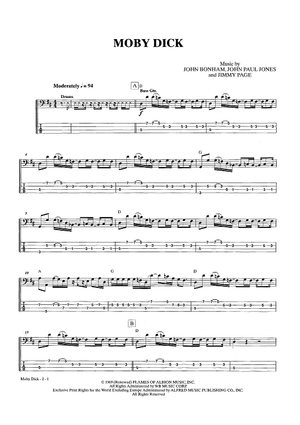 Moby Dick" Sheet Music by Led Zeppelin for Bass Tab - Sheet Music Now
