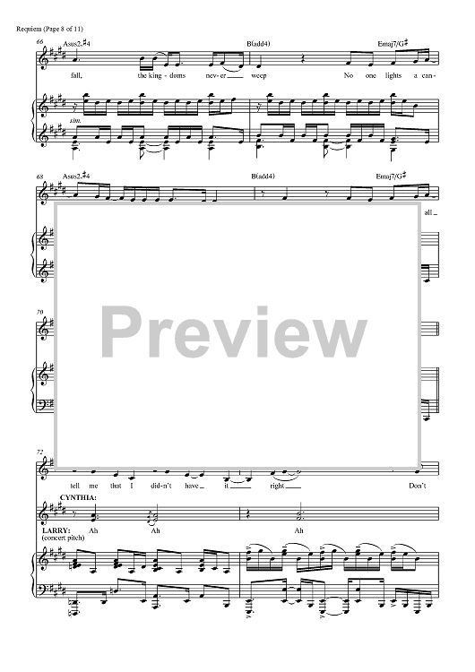 Requiem - from Dear Evan Hansen" Sheet Music for Piano/Vocal/Chords ...