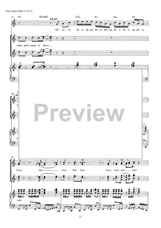Fixer Upper - from Frozen: The Broadway Musical" Sheet Music for Piano ...