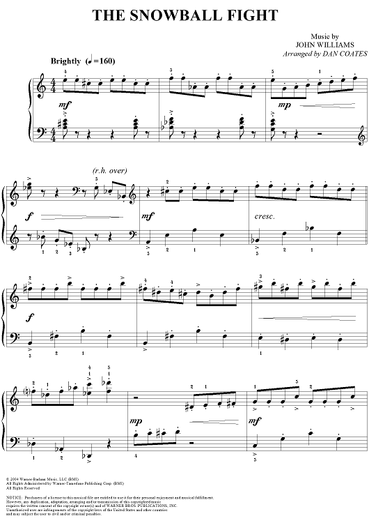 The Snowball Fight" Sheet Music for Easy Piano - Sheet Music Now