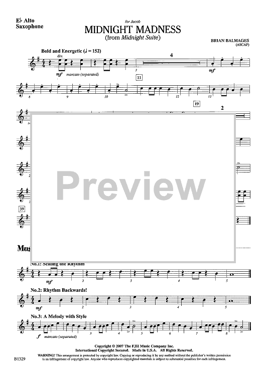Midnight Madness - Eb Alto Sax" Sheet Music for Concert Band - Sheet ...