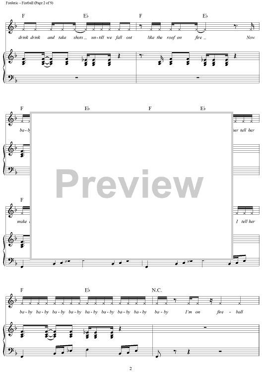 Fireball" Sheet Music by Pitbull for Piano/Vocal/Chords - Sheet Music Now