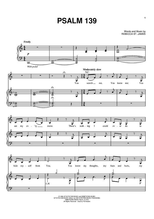 Psalm 139" Sheet Music by Rebecca St. James for Piano/Vocal/Chords - Sheet Music Now