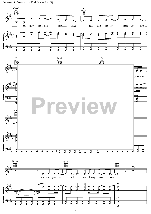 You're On Your Own, Kid" Sheet Music by Taylor Swift for Piano/Vocal/Chords - Sheet Music Now