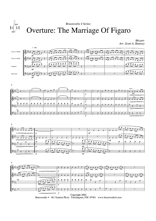 Overture: The Marriage of Figaro - Score" Sheet Music for Brass Quartet ...