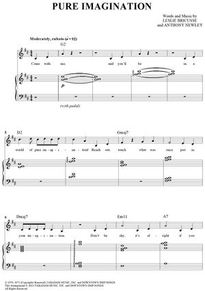 Pure Imagination - from Wonka" Sheet Music for Piano/Vocal/Chords ...