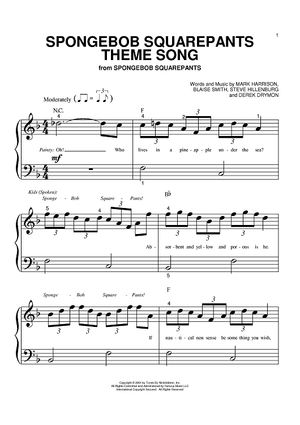 SpongeBob SquarePants Theme Song" Sheet Music by Mark Harrison for Big ...