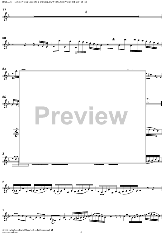 Double Violin Concerto - Solo Violin 2" Sheet Music for 2 Violins ...