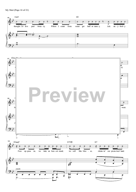 My Shot" Sheet Music for Piano/Vocal/Chords - Sheet Music Now