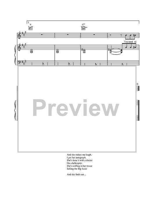Supersonic" Sheet Music by Oasis for Piano/Vocal/Chords - Sheet Music Now