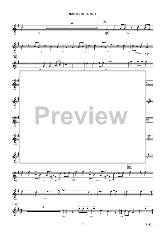 Heart of Gold - Eb Alto Sax 1" Sheet Music for Concert Band - Sheet Music Now