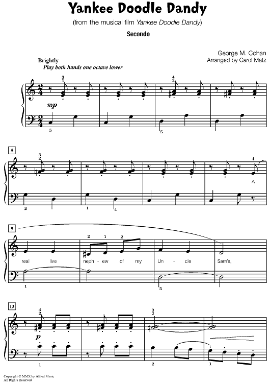 Yankee Doodle Dandy" Sheet Music for 1 Piano, 4 Hands - Sheet Music Now