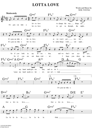 Lotta Love" Sheet Music by Nicolette Larson for Lead Sheet - Sheet ...