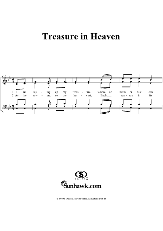 Treasure in Heaven" Sheet Music for Four-part Mixed Chorus - Sheet ...