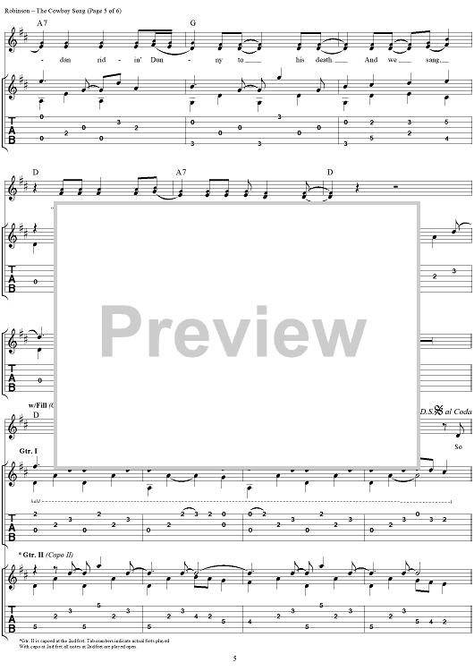 The Cowboy Song" Sheet Music by Garth Brooks for Guitar Tab/Vocal ...