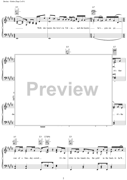 Rodeo" Sheet Music by Garth Brooks for Piano/Vocal/Chords - Sheet Music Now