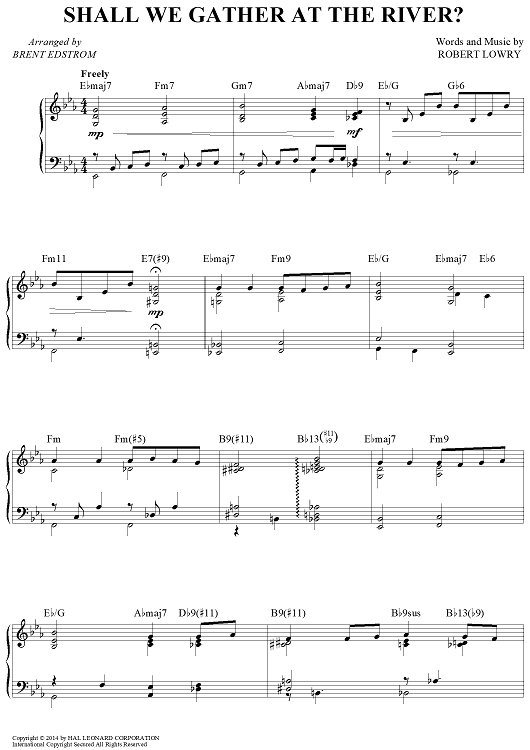 Shall We Gather At The River?" Sheet Music for Piano Solo - Sheet Music Now