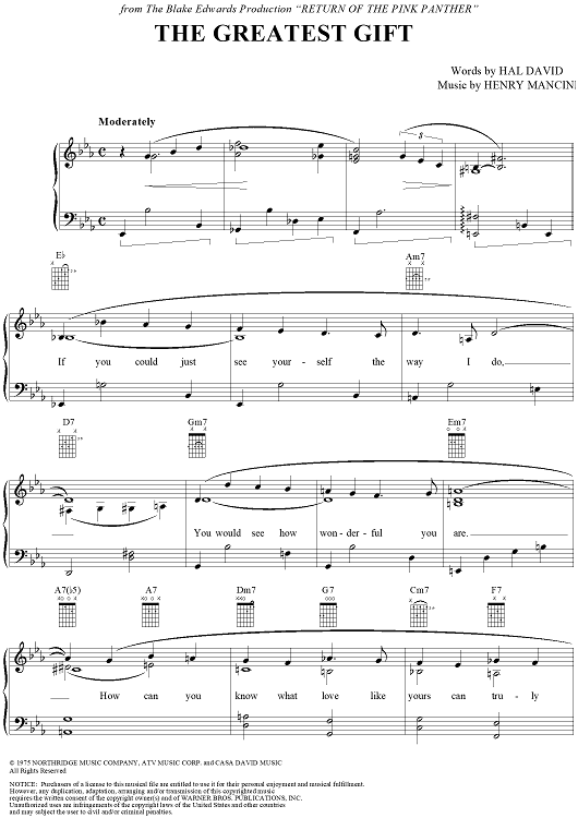 The Greatest Gift" Sheet Music for Piano/Vocal/Chords - Sheet Music Now