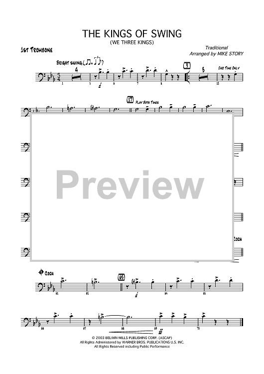 The Kings of Swing (We Three Kings) - Trombone 1" Sheet Music for Jazz ...