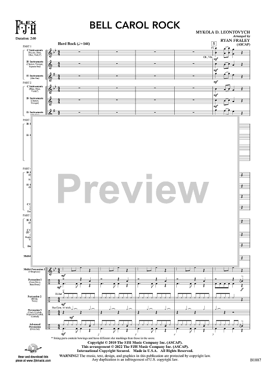 Bell Carol Rock - Score" Sheet Music for Concert Band - Sheet Music Now