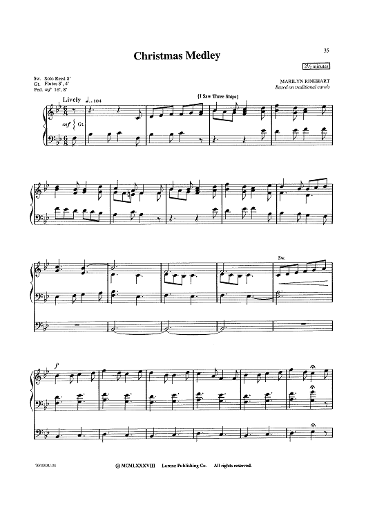 Christmas Medley" Sheet Music for Organ Solo - Sheet Music Now