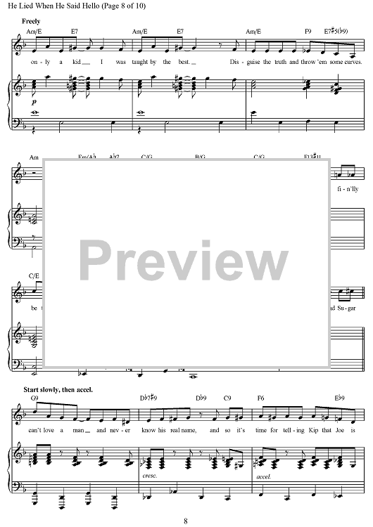 He Lied When He Said Hello" Sheet Music for Piano/Vocal/Chords - Sheet ...