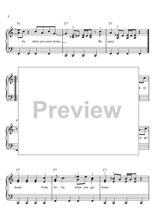 Respect" Sheet Music by Otis Redding; Aretha Franklin for Easy Piano - Sheet Music Now