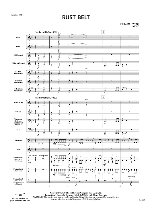 Rust Belt - Score" Sheet Music for Concert Band - Sheet Music Now