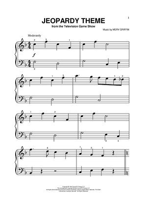 Jeopardy Theme" Sheet Music by Merv Griffin for Piano - Sheet Music Now