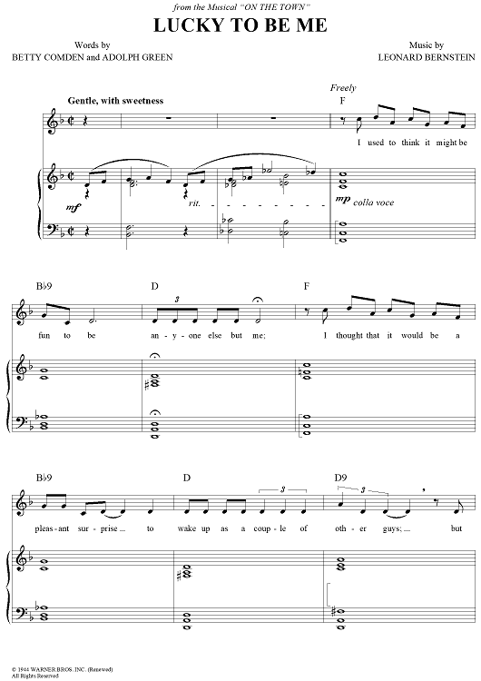 Lucky To Be Me" Sheet Music for Piano/Vocal/Chords - Sheet Music Now
