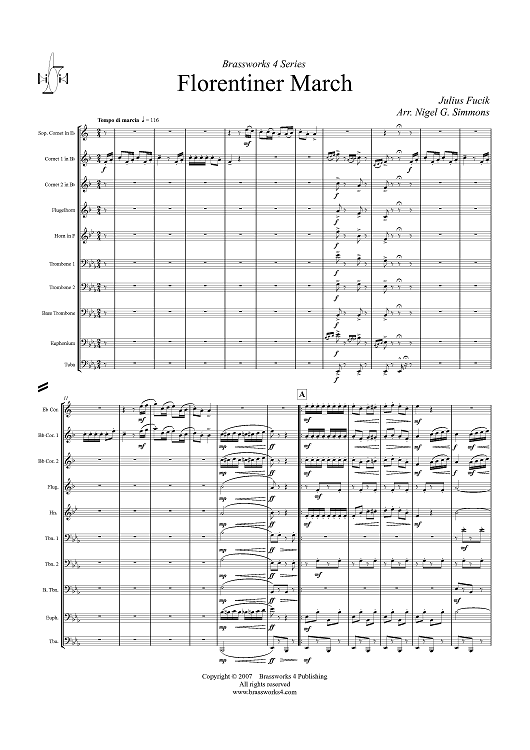 Florentiner March - Score" Sheet Music for Brass Choir - Sheet Music Now