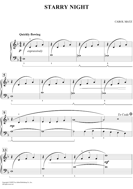 Starry Night" Sheet Music for Piano - Sheet Music Now
